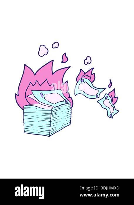 jiggle and pause animation of burning money cartoon Stock Video Footage ...