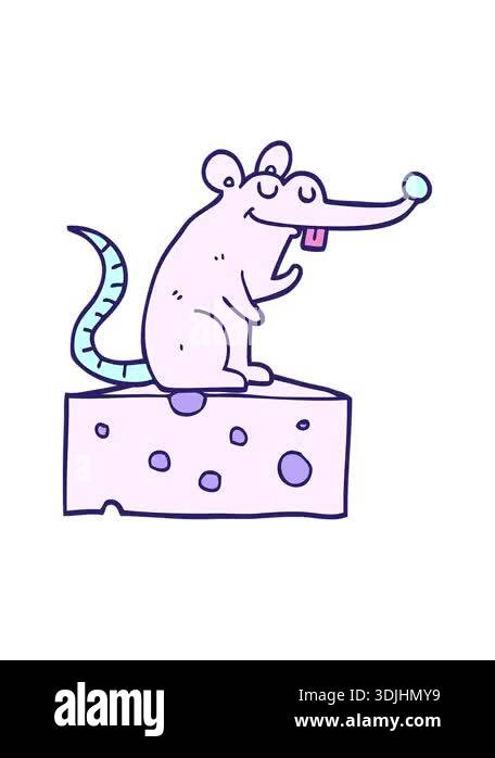 pixelize effect animation of cartoon mouse sitting on cheese Stock ...