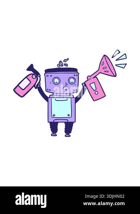 pressure popping animation of a funny cartoon robot Stock Video Footage ...