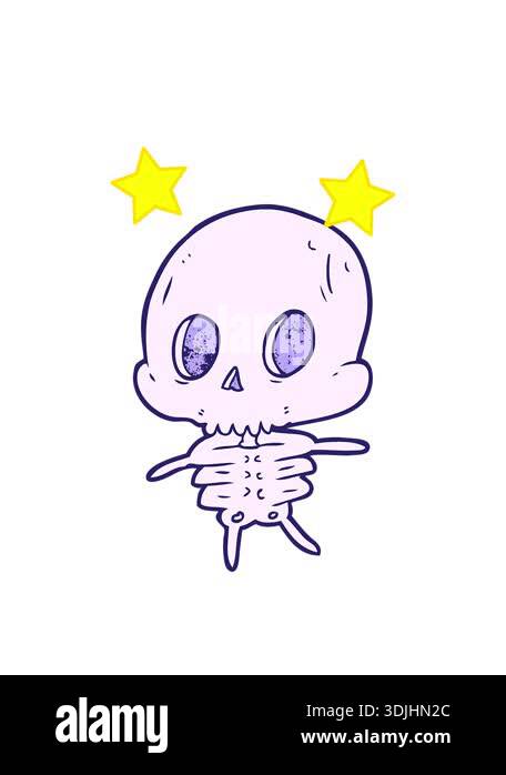 spinning stars animation of cute cartoon skeleton Stock Video Footage ...