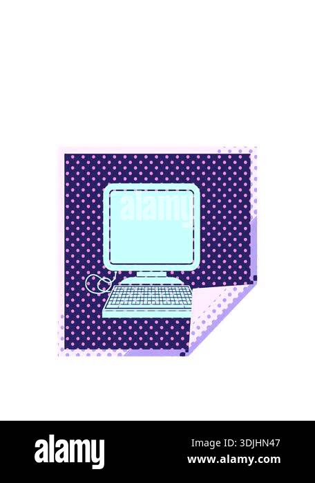 stretching up animation of computer with mouse and screen square ...