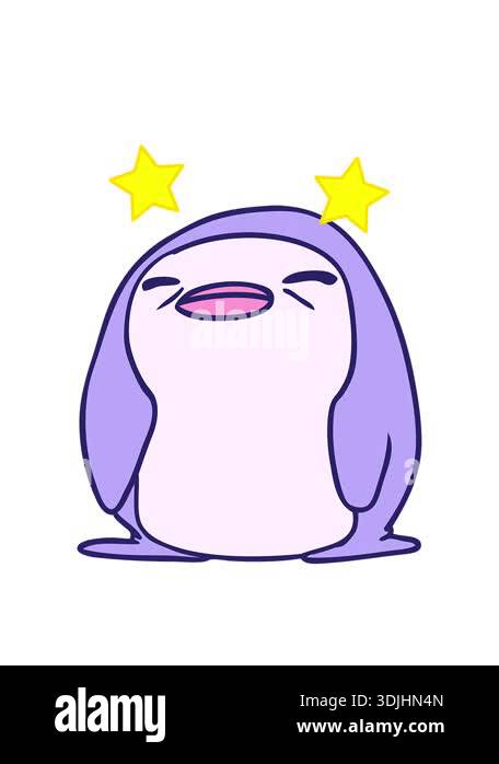 spinning stars animation of kawaii cartoon of cute penguin Stock Video ...