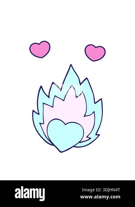 spinning hearts animation of cartoon of flaming heart Stock Video ...