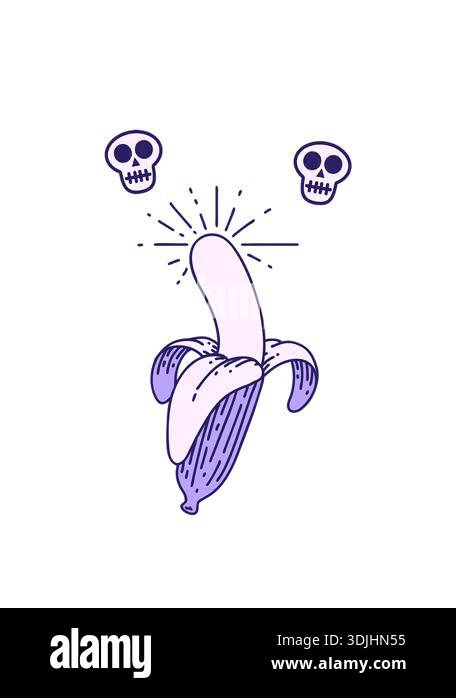 spinning skulls animation of a peeled banana Stock Video Footage - Alamy