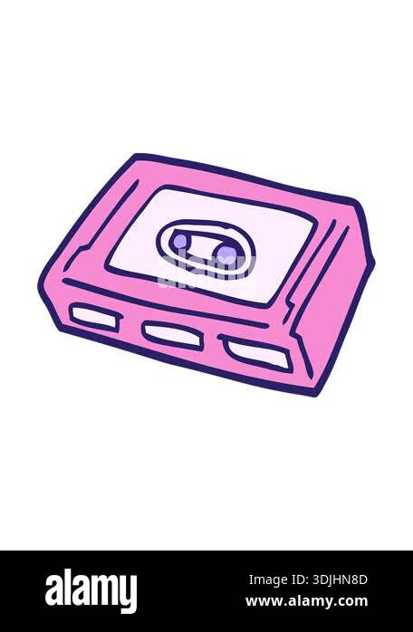 jiggle and pause animation of cartoon doodle retro tape cassette Stock ...
