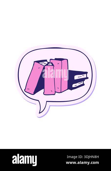 blinking radial lines animation of cartoon books with speech bubble ...