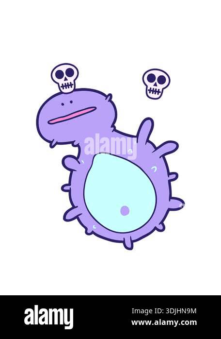 spinning skulls animation of germ cartoon element Stock Video Footage ...