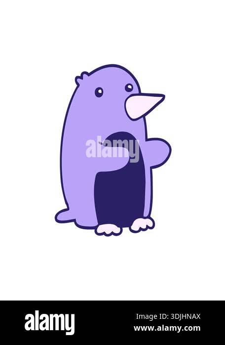 jiggle motion animation of cartoon penguin drawing Stock Video Footage ...