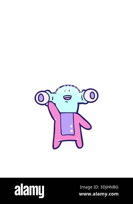 jumping motion animation of friendly cartoon alien waving Stock Video ...