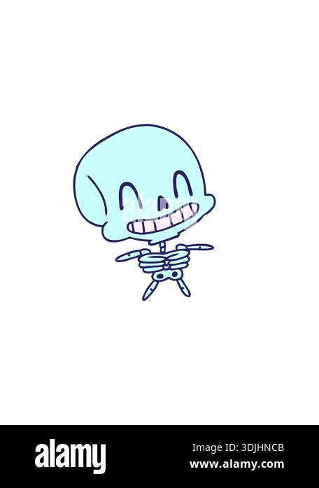 horizontally vibrating animation of freehand drawn cartoon of spooky ...