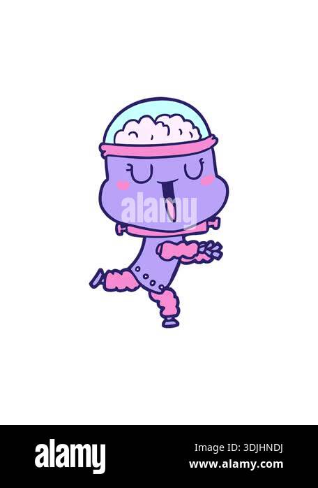 spinning motion animation of happy cartoon robot running Stock Video ...