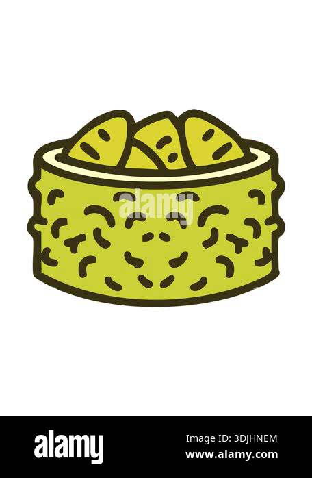 changing color animation of cartoon of traditional japanese sushi ...