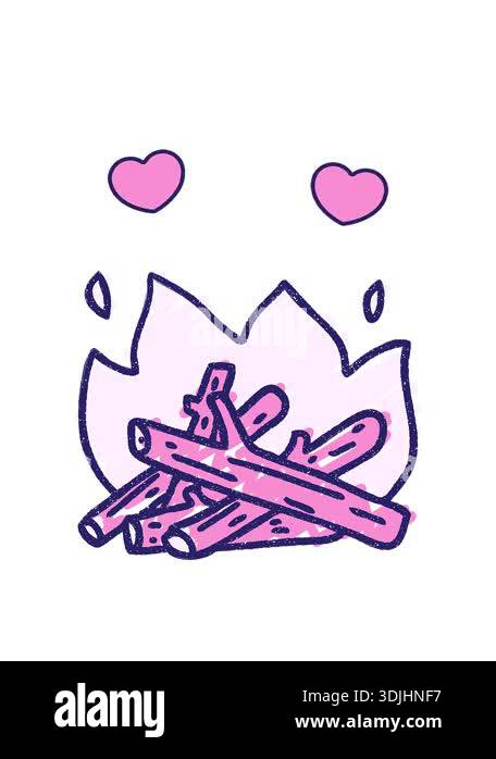 spinning hearts animation of Camp Fire Chalk Drawing Stock Video ...