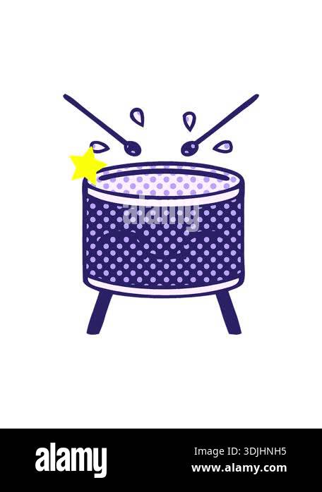 twinkling stars effect animation of comic book style cartoon of a drum ...