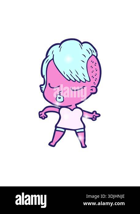 glitter effect animation of cartoon hipster girl Stock Video Footage ...