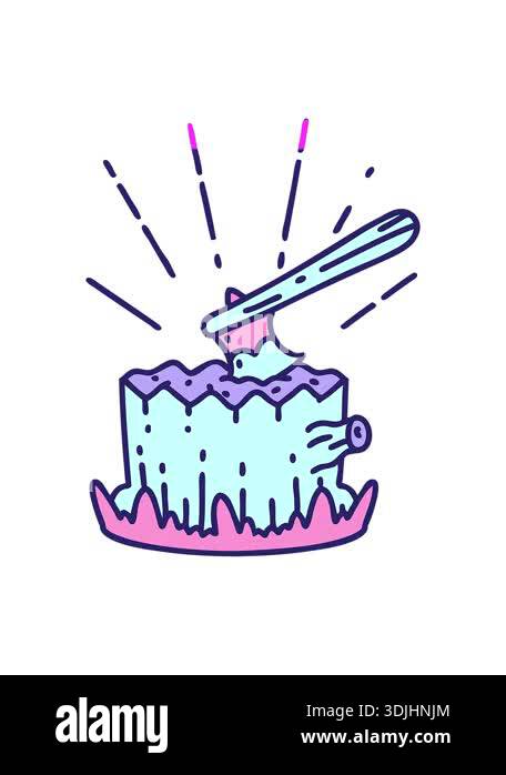 power up animation of illustration of a traditional tattoo style axe in ...