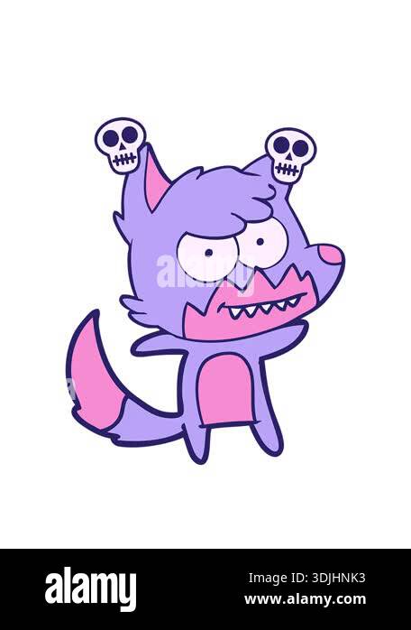 spinning skulls animation of fox cartoon character Stock Video Footage ...