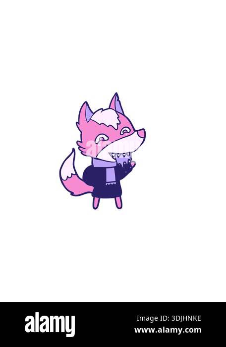 horizontally vibrating animation of fox image character Stock Video ...