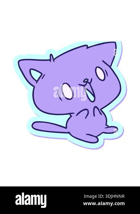 power up animation of sticker cartoon illustration of cute kawaii cat ...