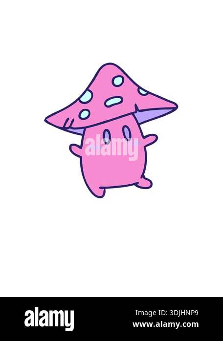 rise and float animation of cartoon of a rare tiny mushroom creature ...