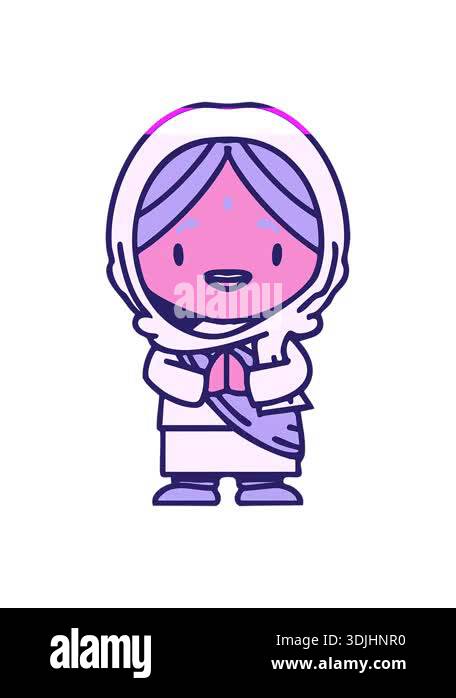 power up animation of happy indian woman with hands together cartoon ...