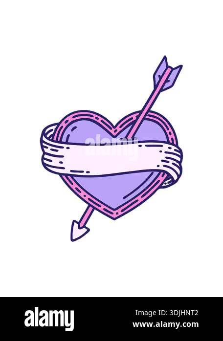 pixelize effect animation of arrow struck heart and banner Stock Video ...