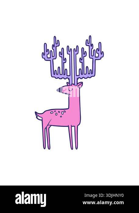 jiggle motion animation of cartoon stag with huge antlers Stock Video ...