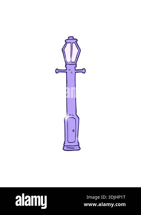 glitter effect animation of hand drawn doodle style cartoon lamp post ...