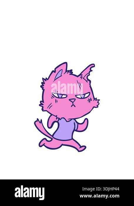 stretching up animation of tough cartoon cat running Stock Video ...