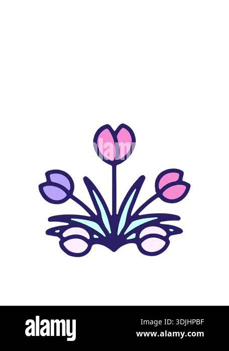 jumping motion animation of cartoon tulip flower design Stock Video ...