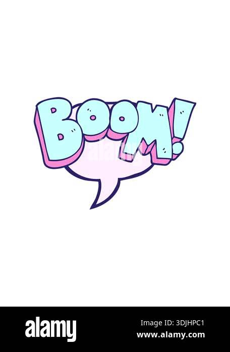 popping motion animation of freehand drawn speech bubble cartoon boom ...