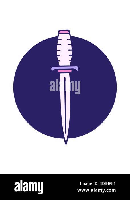 jiggle motion animation of an iconic tattoo style image of a dagger ...