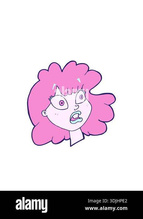 blinking radial lines animation of cartoon shocked female face Stock ...