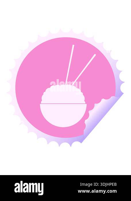 shine light effect animation of Rice bowl circular peeling sticker ...