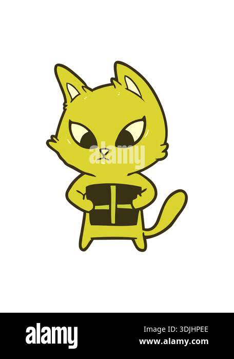 changing color animation of confused cartoon cat with gift Stock Video ...