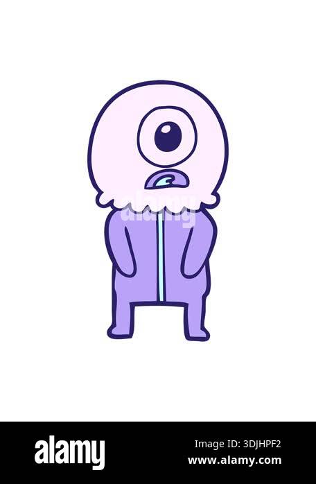bob and pause animation of cartoon of a cyclops alien spaceman Stock ...