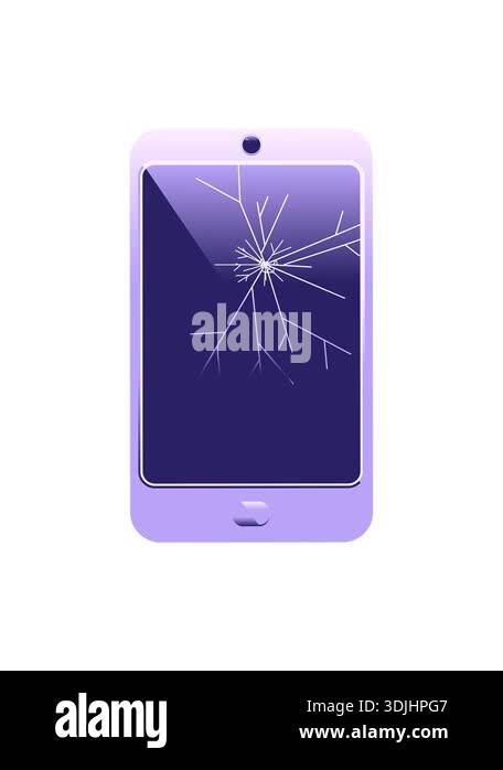 bobbing motion animation of cracked screen cell phone graphic Stock ...