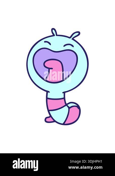 shaking motion animation of cartoon of a happy little caterpillar worm ...