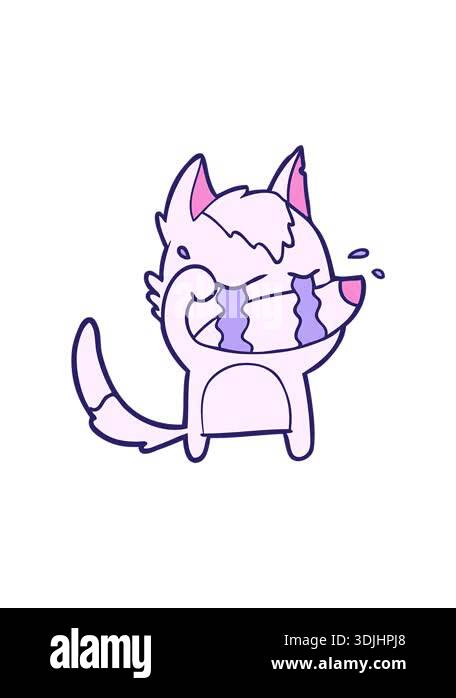 attention grabbing animation of cartoon crying wolf rubbing eyes Stock ...