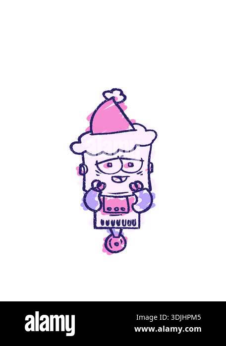 bobbing motion animation of Festive Robot Chalk Drawing Stock Video ...