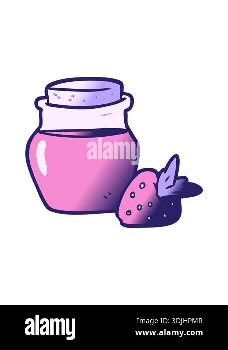 jiggle motion animation of cartoon jar of strawberry jam Stock Video ...