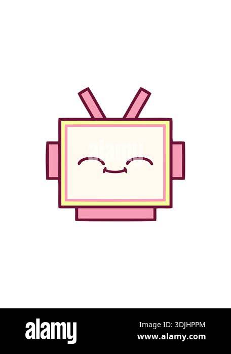 radioactive glowing animation of cute cartoon of a robot head in bright ...