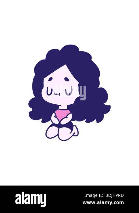 starburst effect animation of cartoon illustration of cute kawaii girl ...