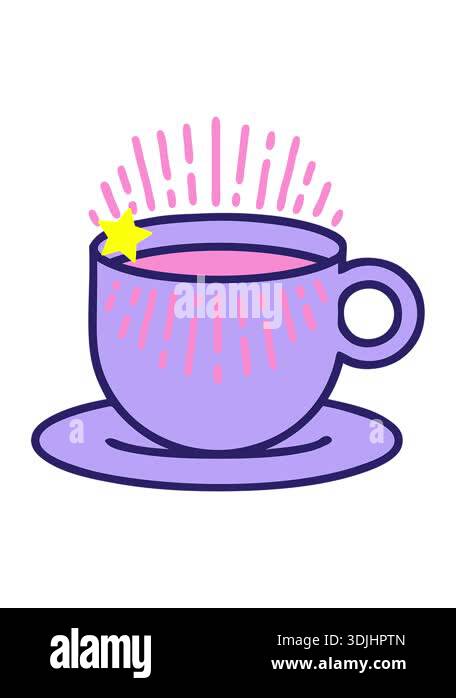 twinkling stars effect animation of design of cup of coffee Stock Video ...