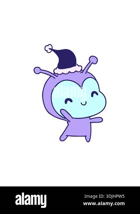 popping motion animation of hand drawn christmas cartoon of kawaii ...