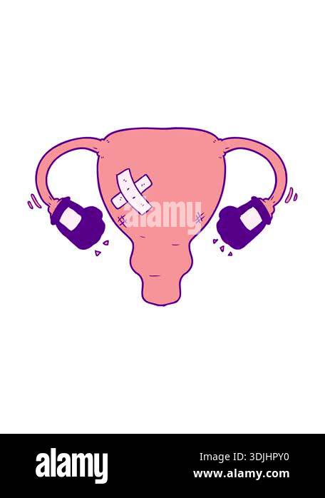 pixelize effect animation of cartoon beat up uterus with boxing gloves ...