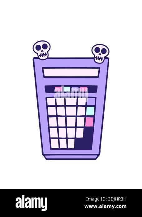 spinning skulls animation of quirky cartoon calculator Stock Video ...
