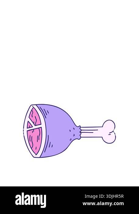 stretching up animation of hand drawn quirky cartoon meat bone Stock ...