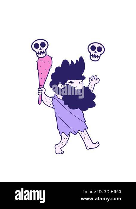 spinning skulls animation of cartoon of cave man Stock Video Footage ...