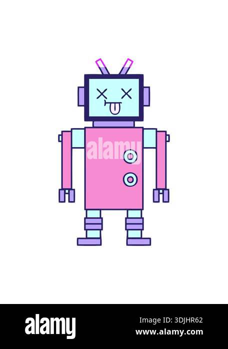 power up animation of cartoon of a robot drawing Stock Video Footage ...